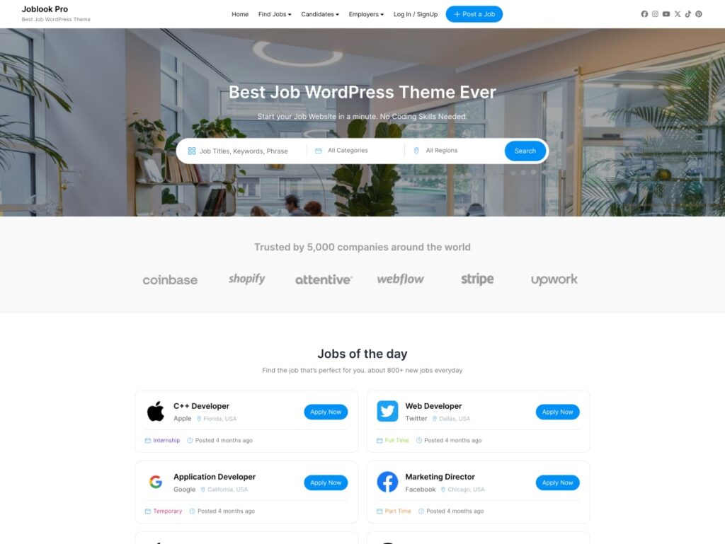 Best Job Board WordPress Theme - Joblook - Themes Artist